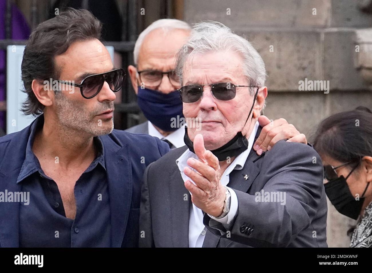 French actor Alain Delon and his son Anthony Delon, left, arrive at the ...