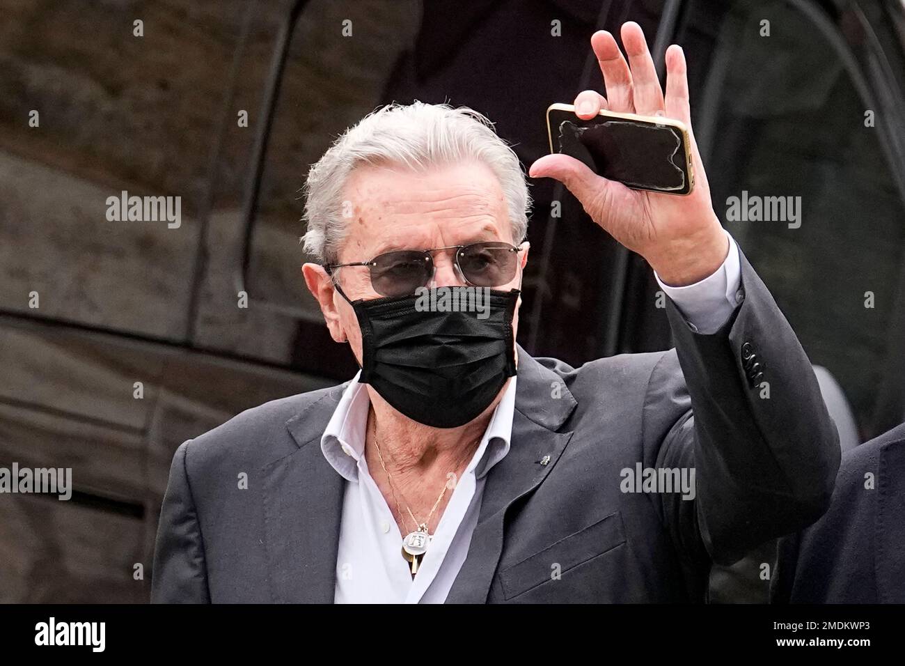 French actor Alain Delon arrives at the Saint Germain des Près church ...