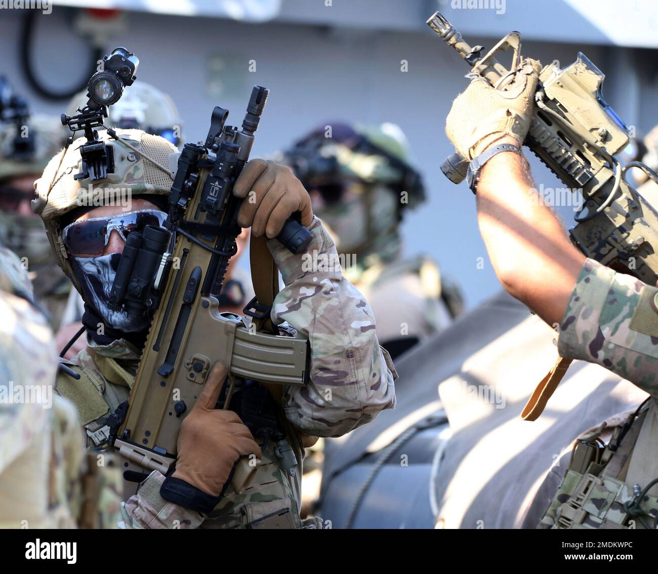 Special forces operators hold their weapons during a joint U.S.-Cyprus ...