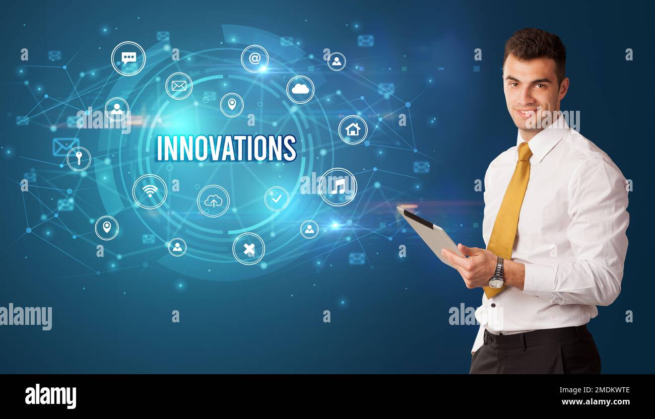Businessman thinking about modern technology Stock Photo - Alamy