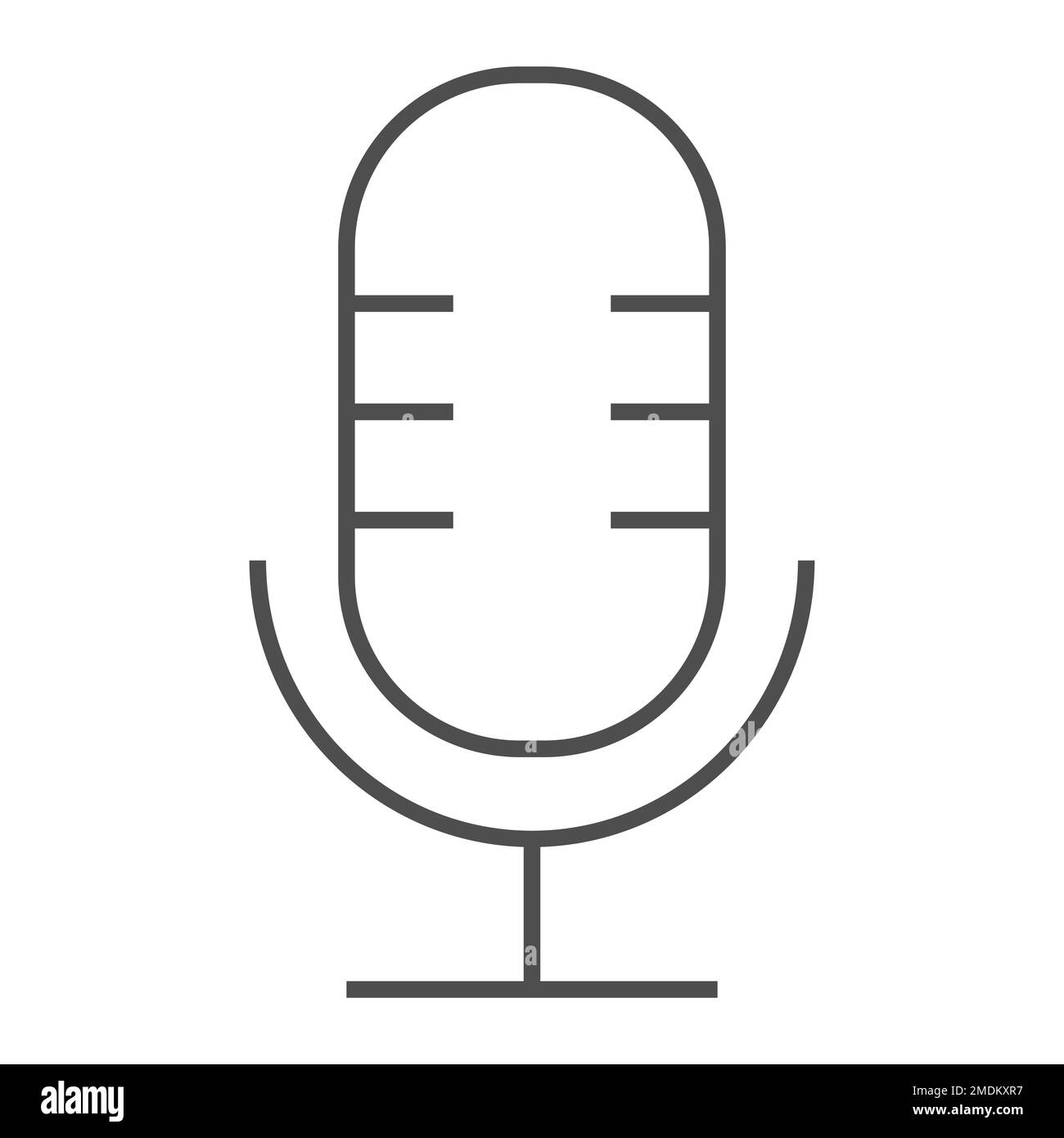 Microphone thin line icon, musical and audio, record sign, vector ...