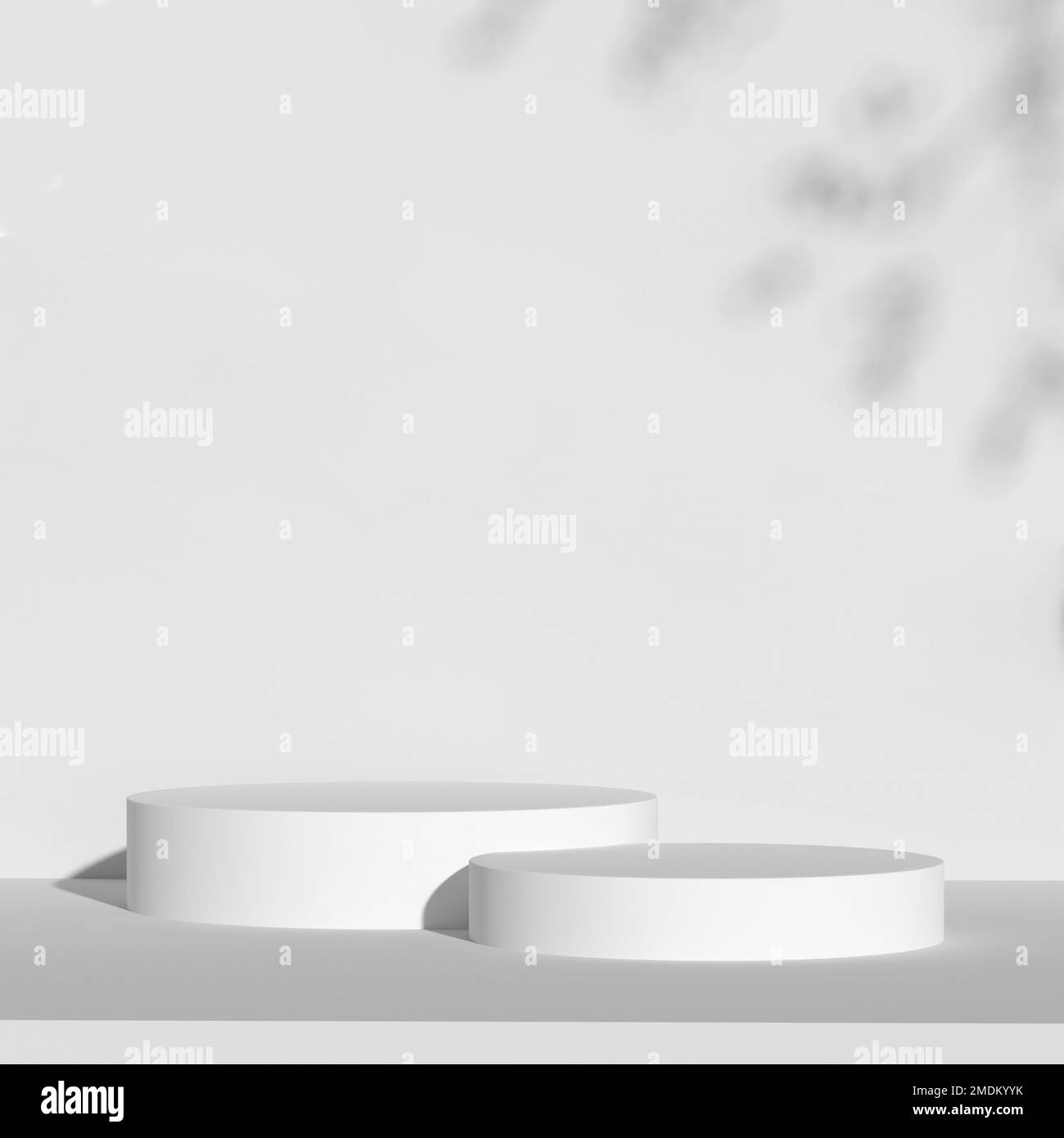 Double minimalist podium with natural light on white background for ...