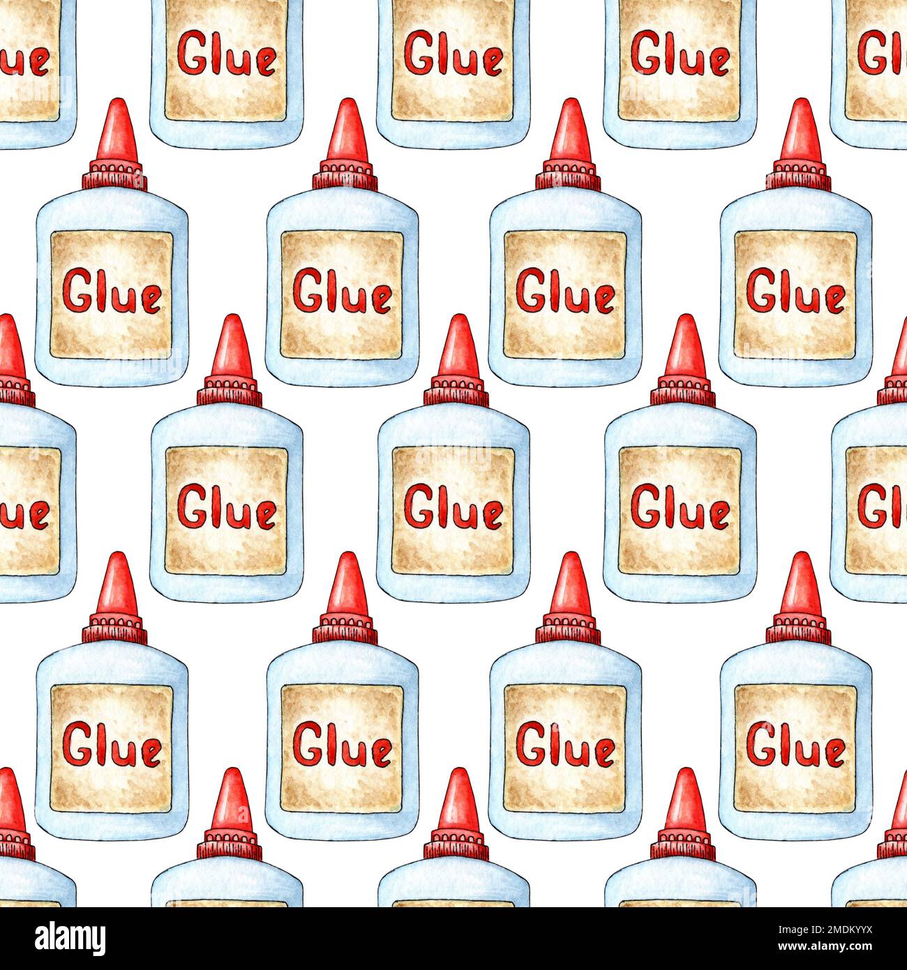 Watercolor seamless pattern PVA glue bottle. Goods for creativity "Back ...