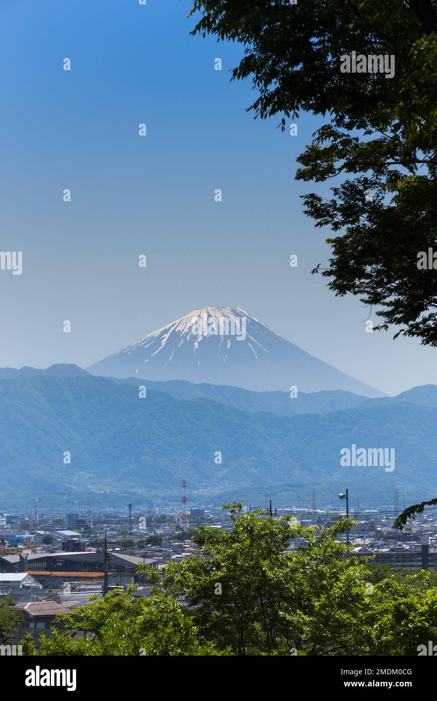 Mount Fuji mountain, Japan snow capped with clear blue sky Stock Photo ...