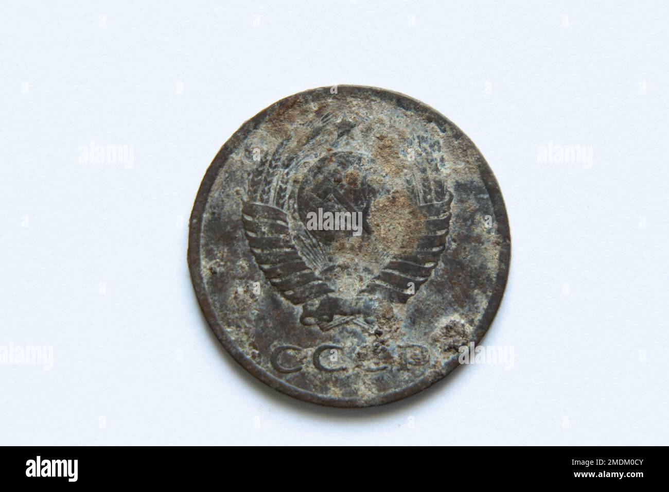 old coins of the ussr in denomination of 3 kopecks on a white ...