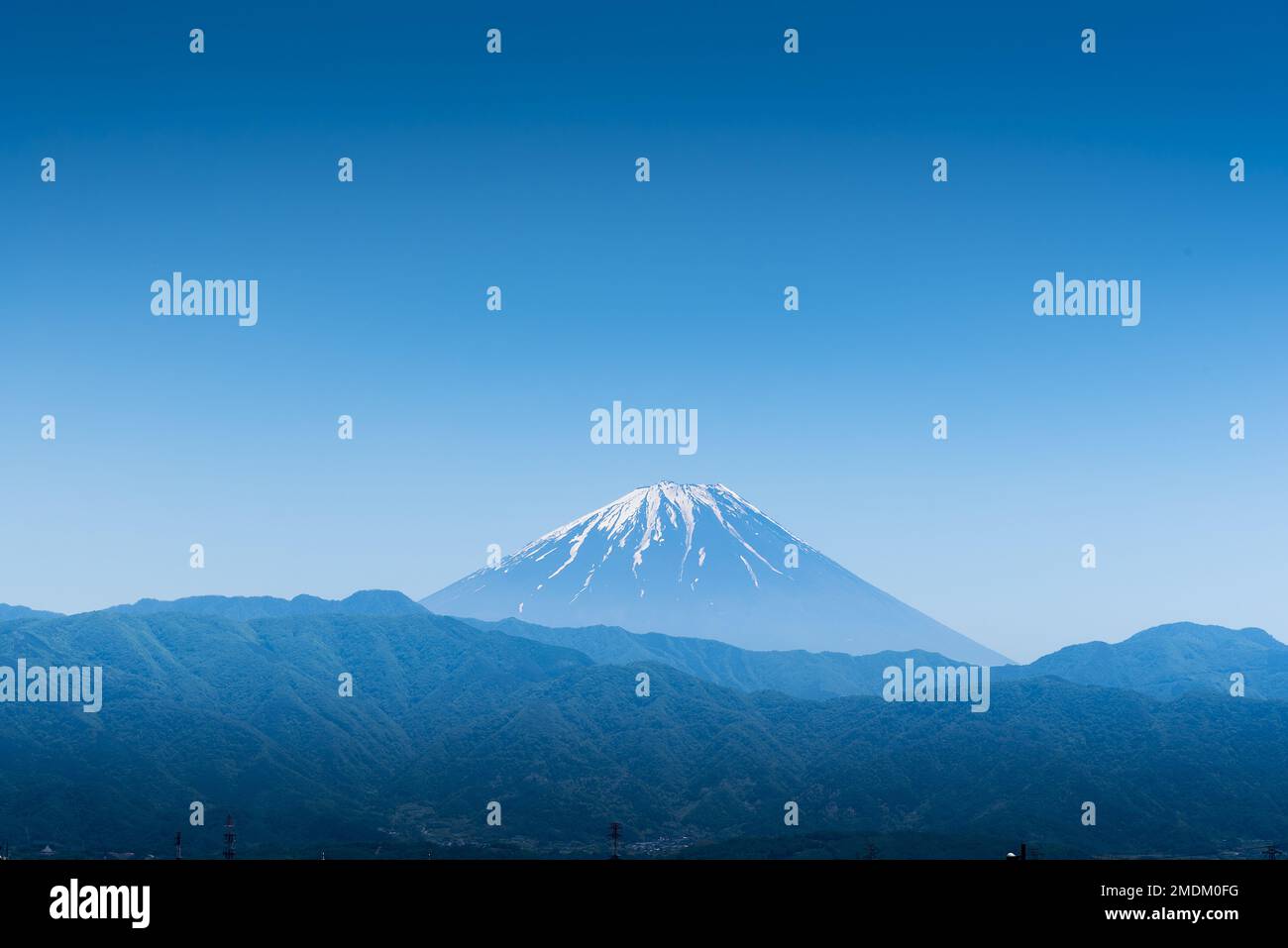 Mount Fuji mountain, Japan snow capped with clear blue sky Stock Photo ...
