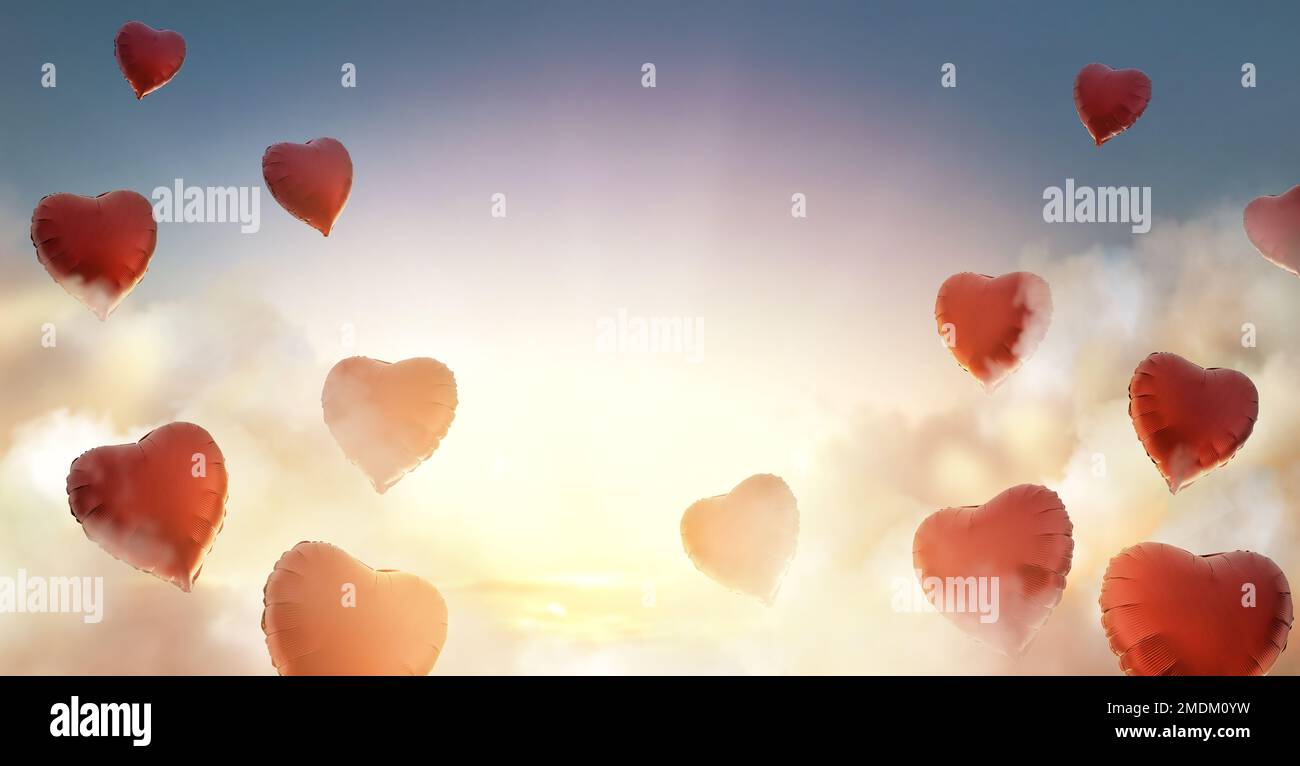 Happy Valentine's Day banner. Holiday background design with big heart ...