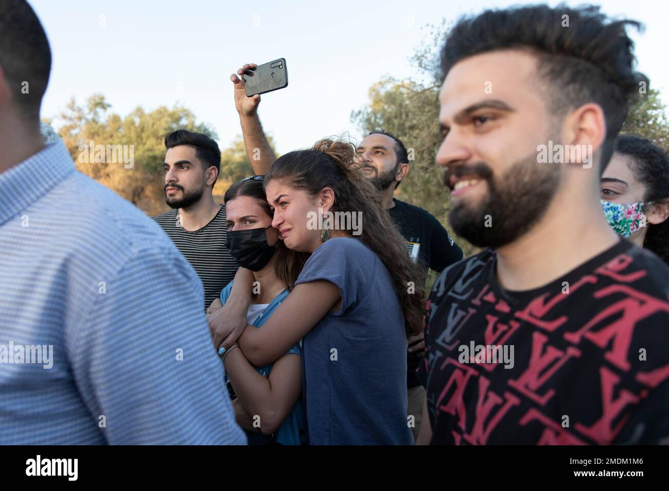 Family members and friends of released Palestinian prisoner Layan Kayed ...