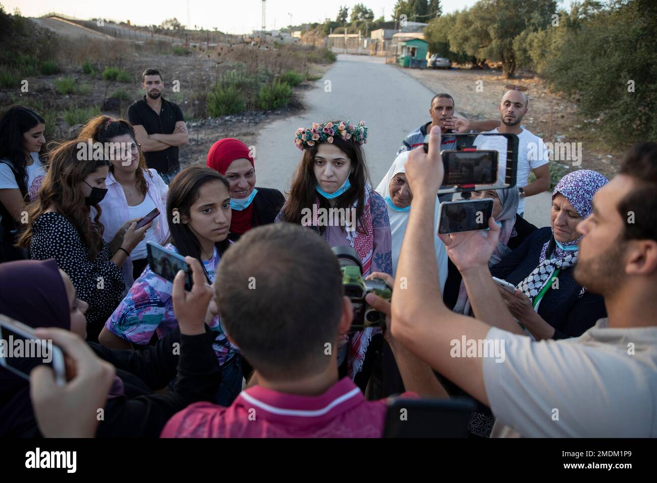 Family members and friends of released Palestinian prisoner Layan Kayed ...