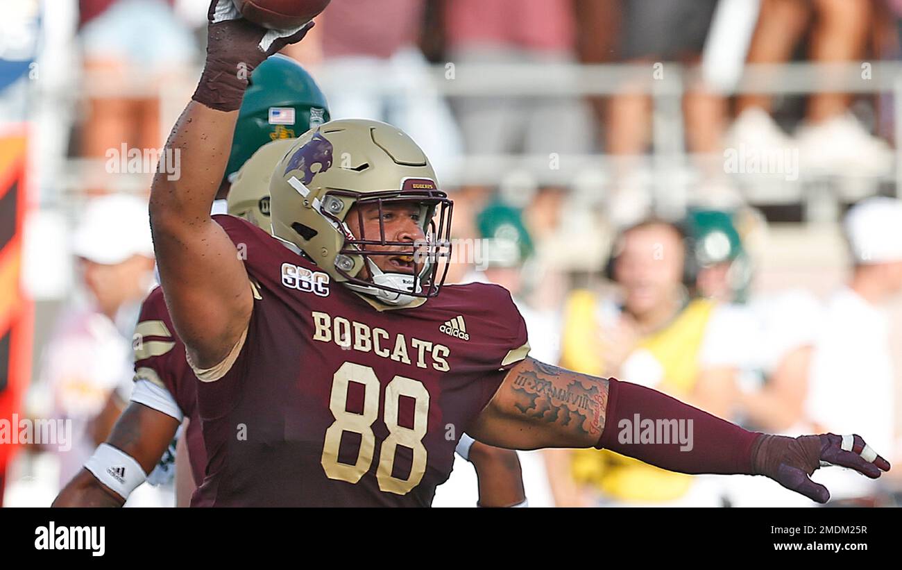Texas State Caeveon Patton during an NCAA football game on Saturday ...