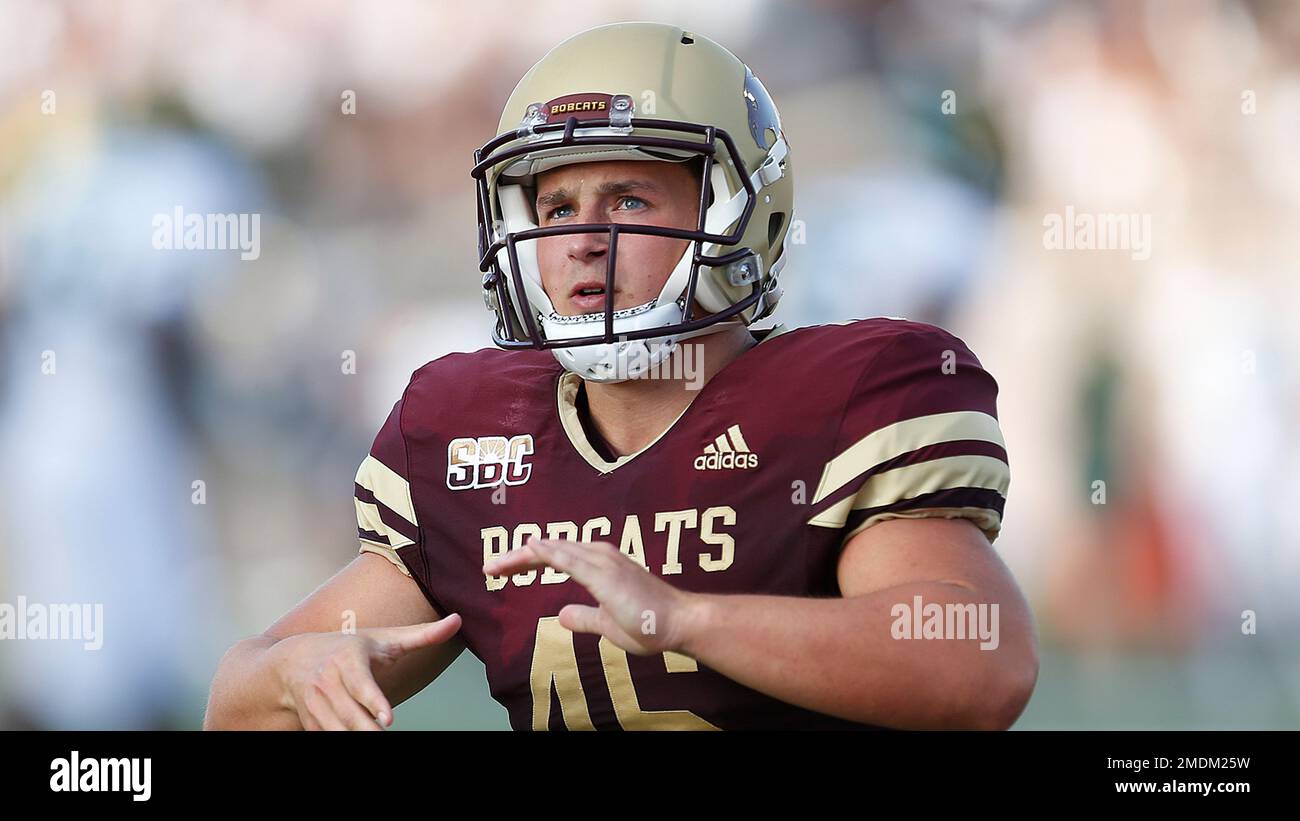 Texas State Durham Harris during an NCAA football game on Saturday ...