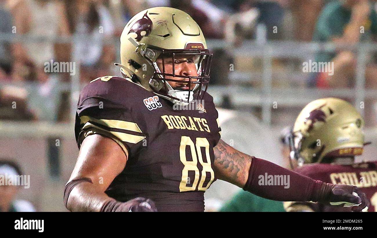 Texas State Caeveon Patton during an NCAA football game on Saturday ...