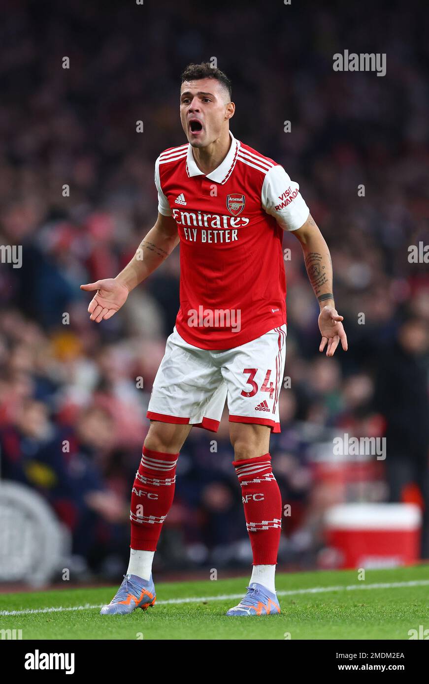 London, England, 15th January 2023. Granit Xhaka of Arsenal during the ...