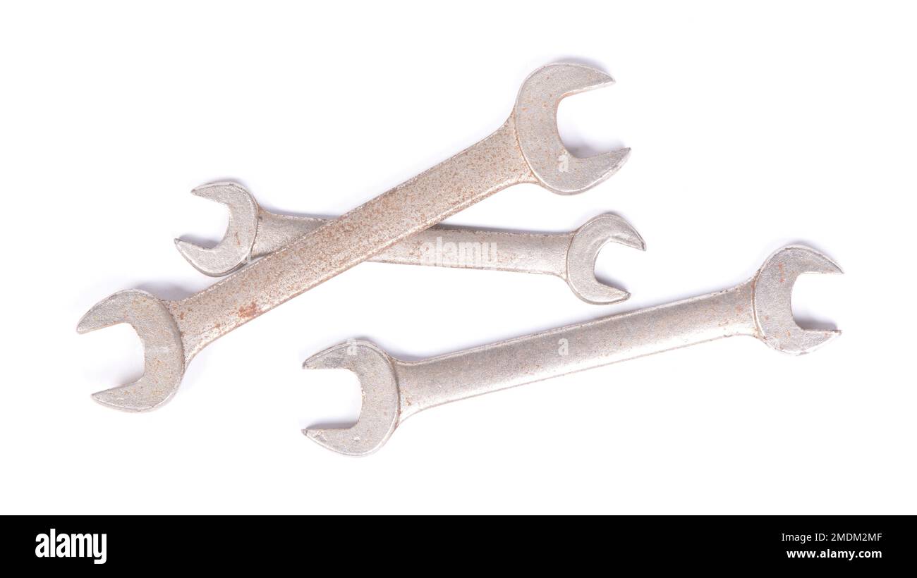 Old hand tools, old wrenches on a white background Stock Photo - Alamy