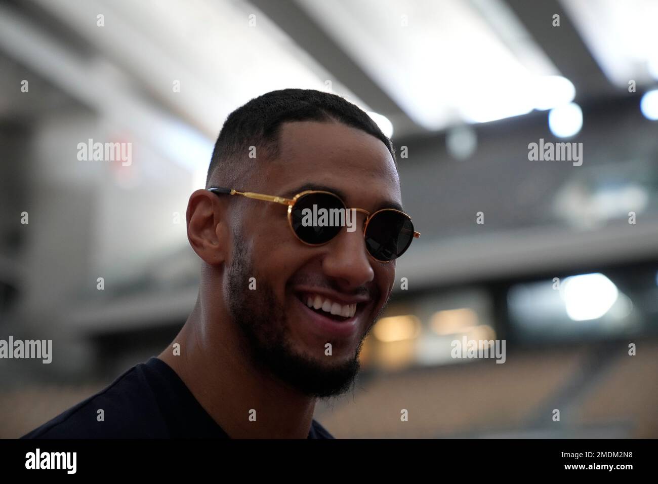 French boxer Tony Yoka poses at the Roland Garros stadium Thursday ...
