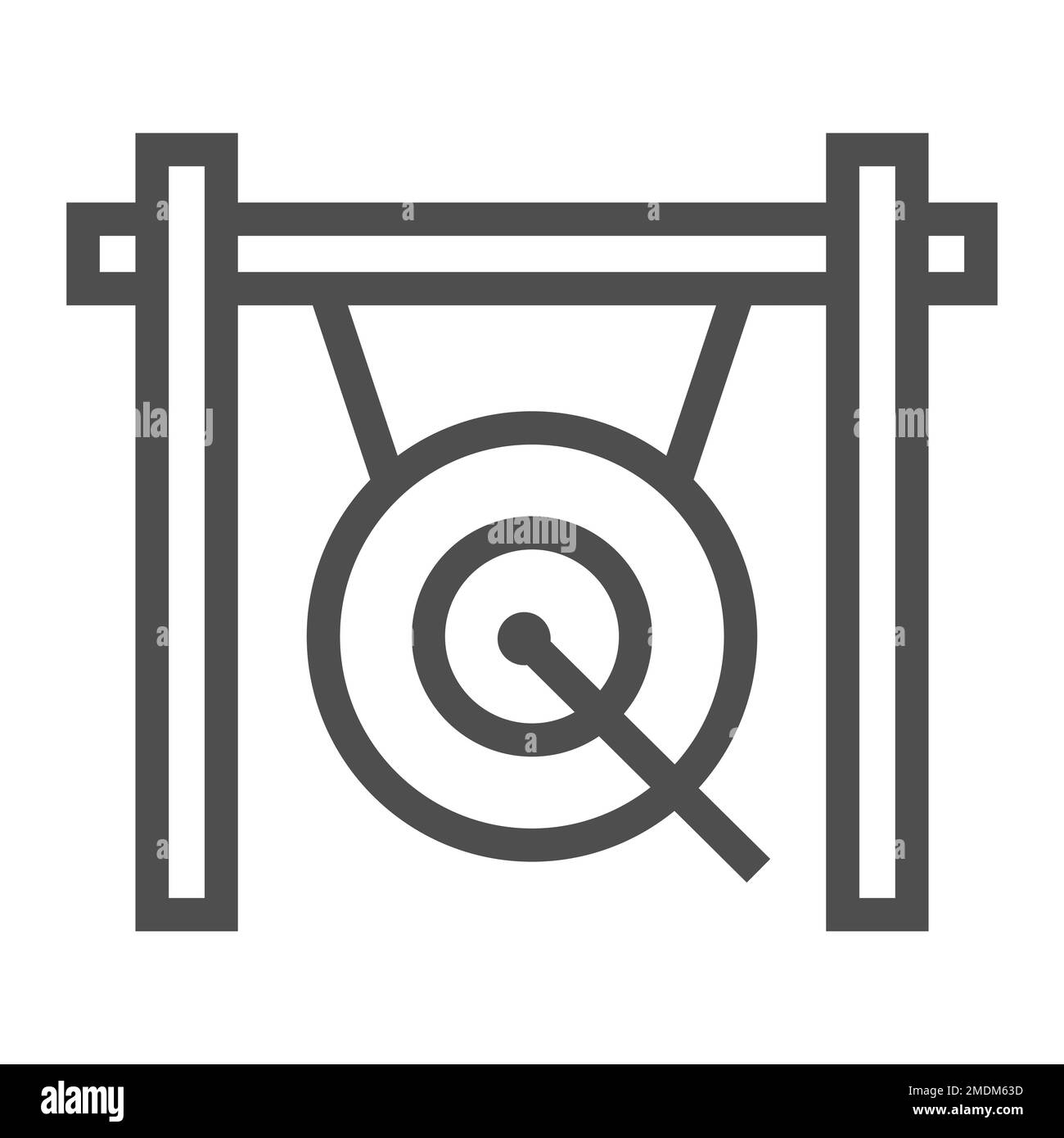 Gong line icon, musical and china, instrument sign, vector graphics, a ...