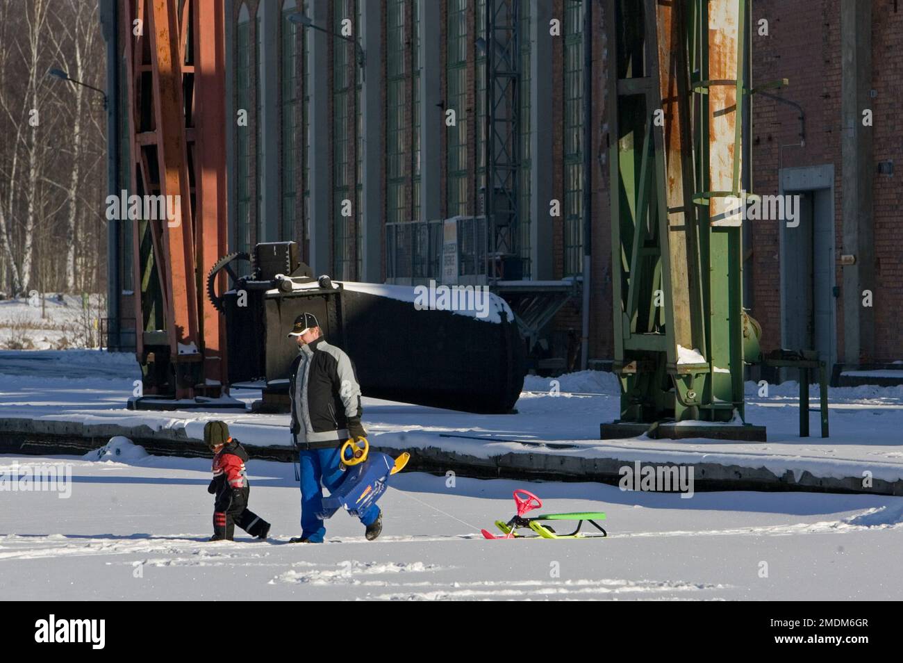 Daily life, seasonal weather, Göta canal, Motala, Sweden Stock Photo ...