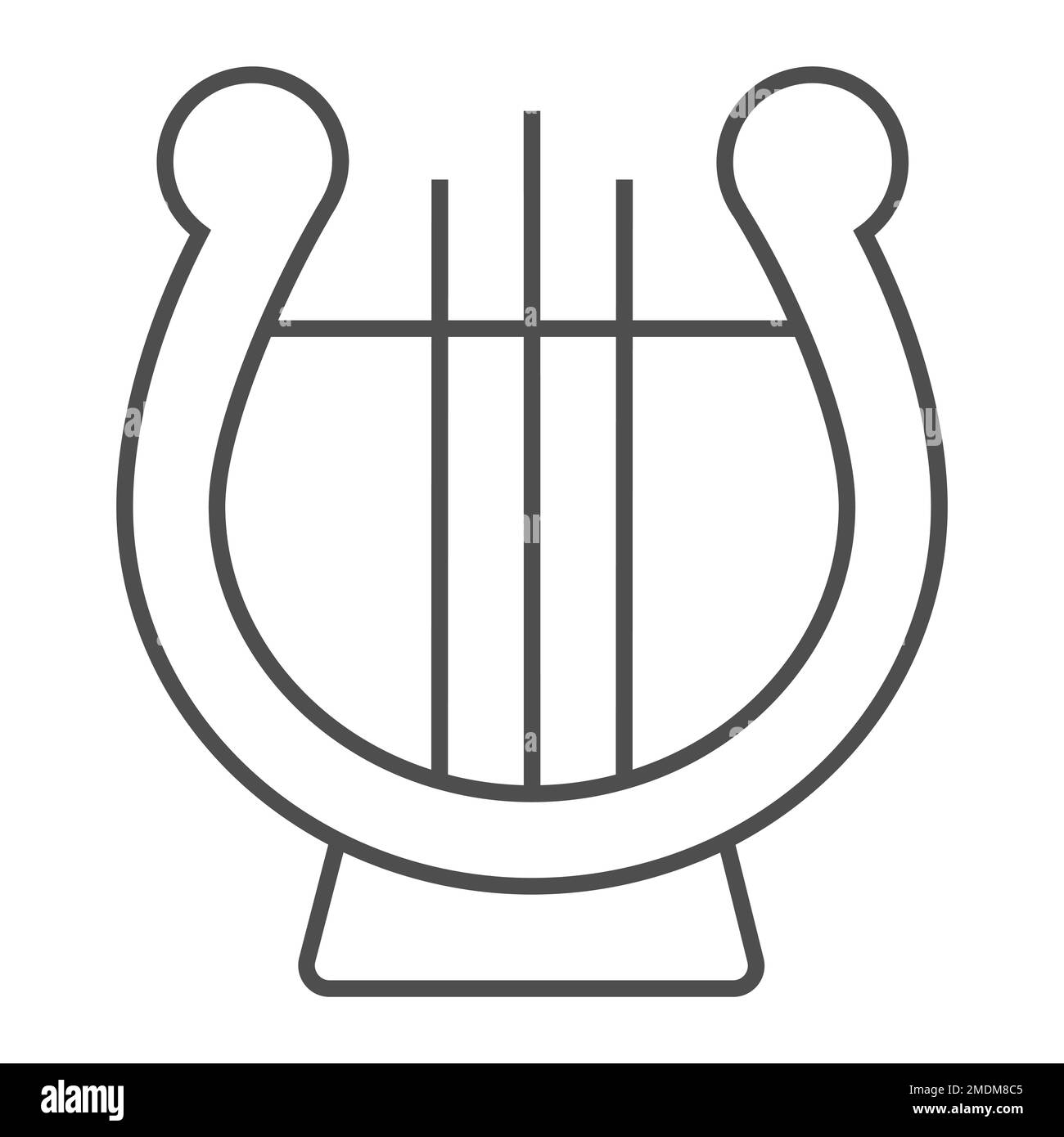 Lyre thin line icon, musical and ancient, harp sign, vector graphics, a ...