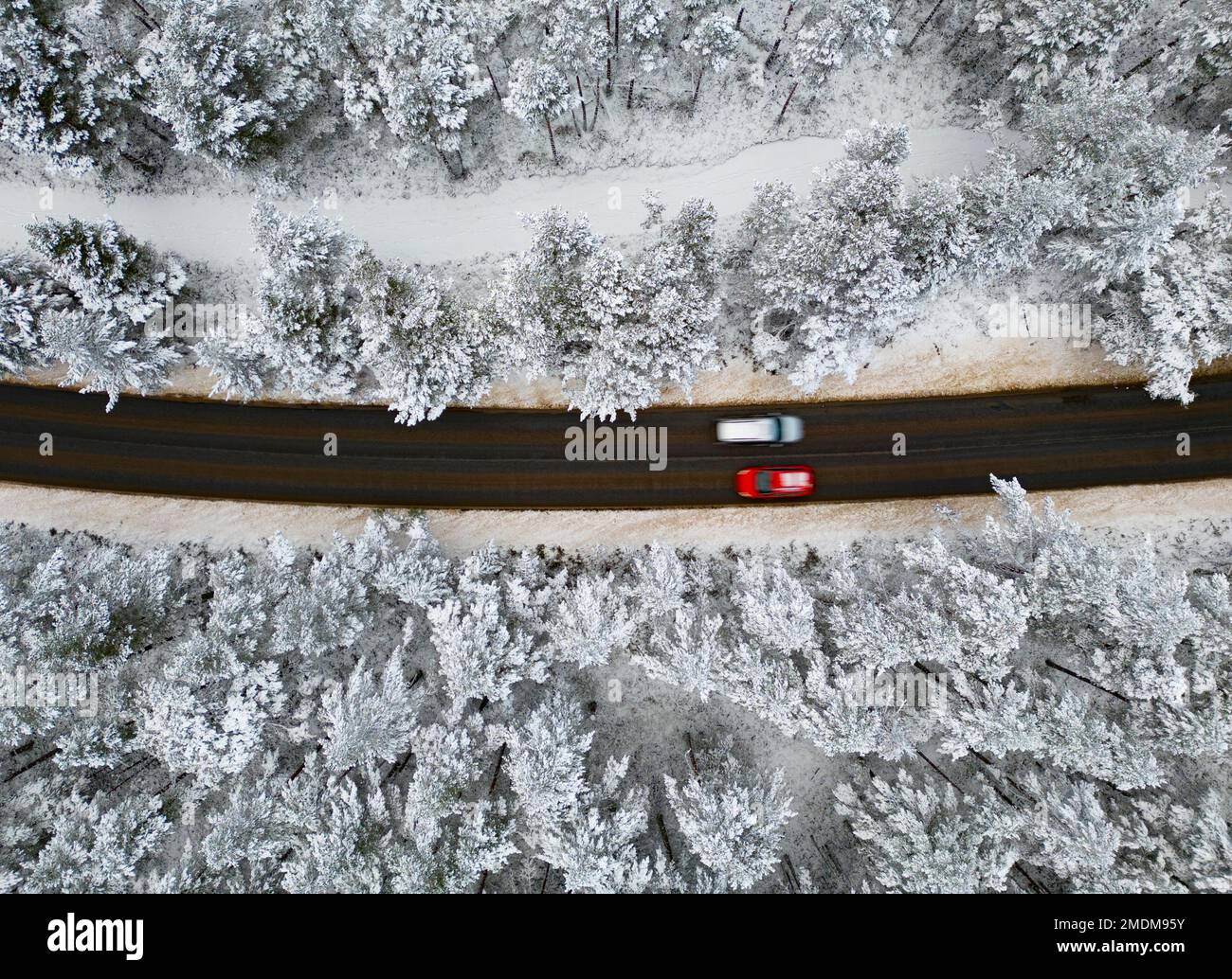 Aviemore, Scotland. 18 January 2023. Aerial views of snow covered ...