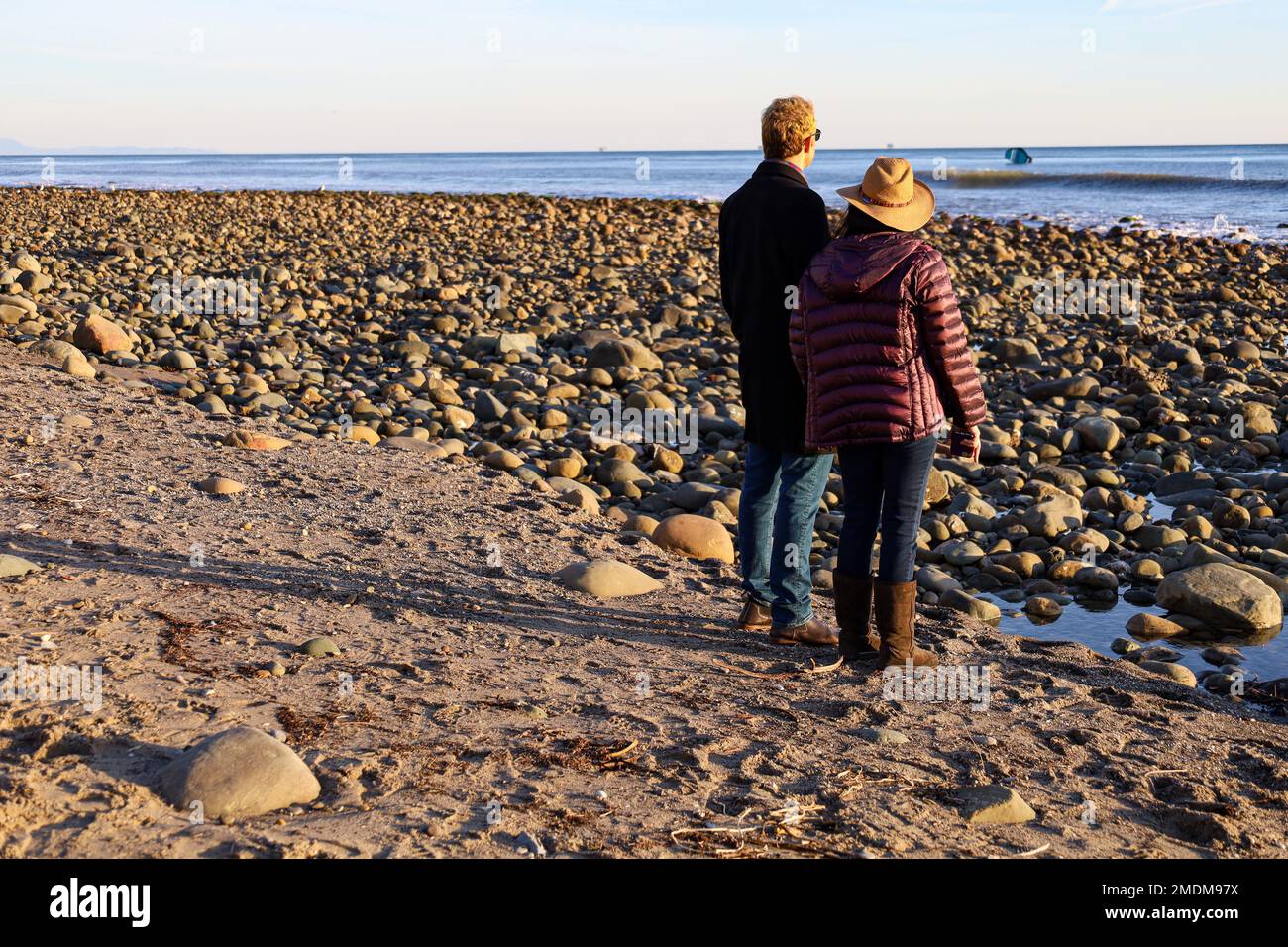 Montecito, California, U.S.A. 22nd Jan, 2023. A couple holds hands on ...