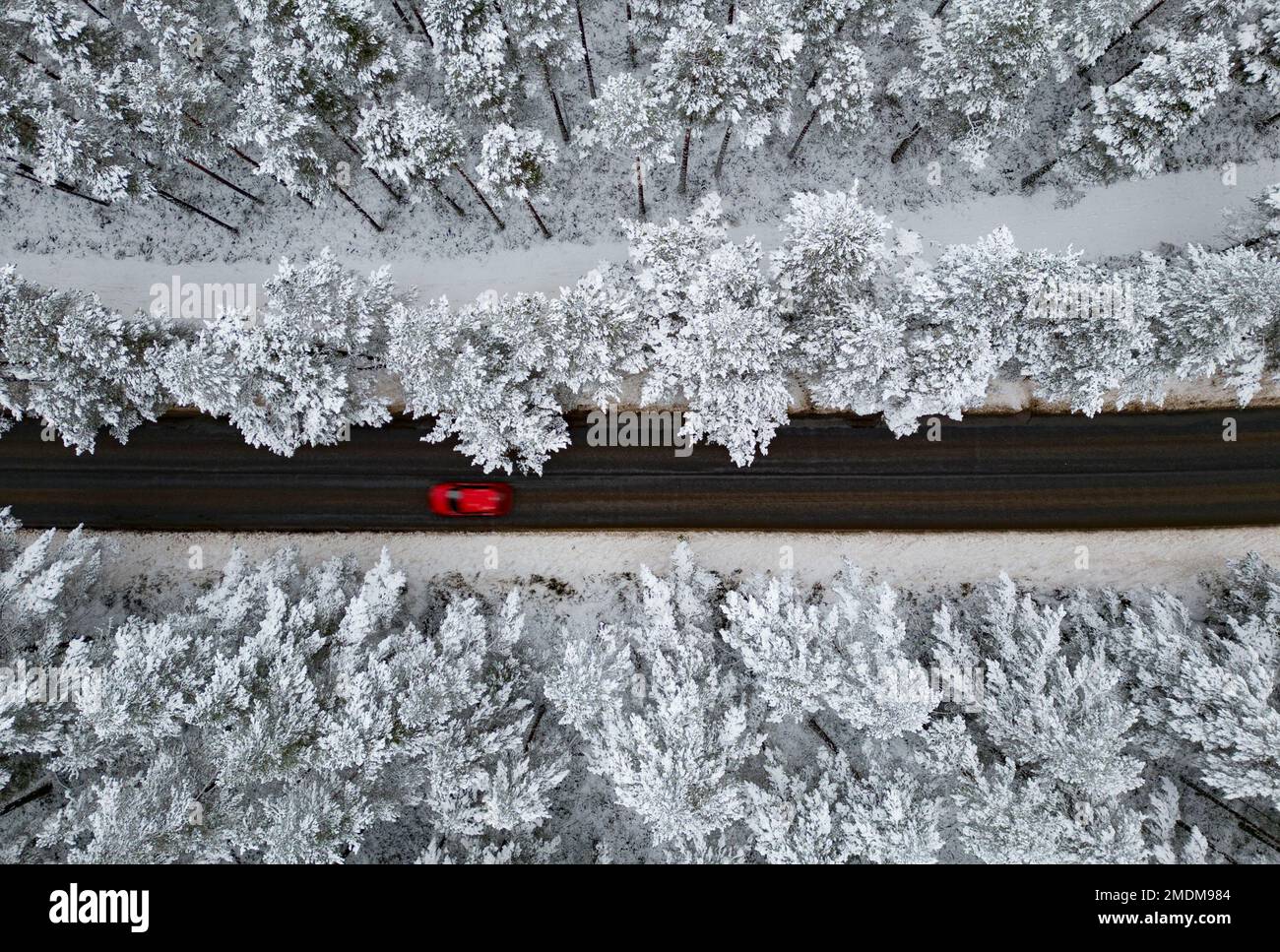 Aviemore, Scotland. 18 January 2023. Aerial views of snow covered ...