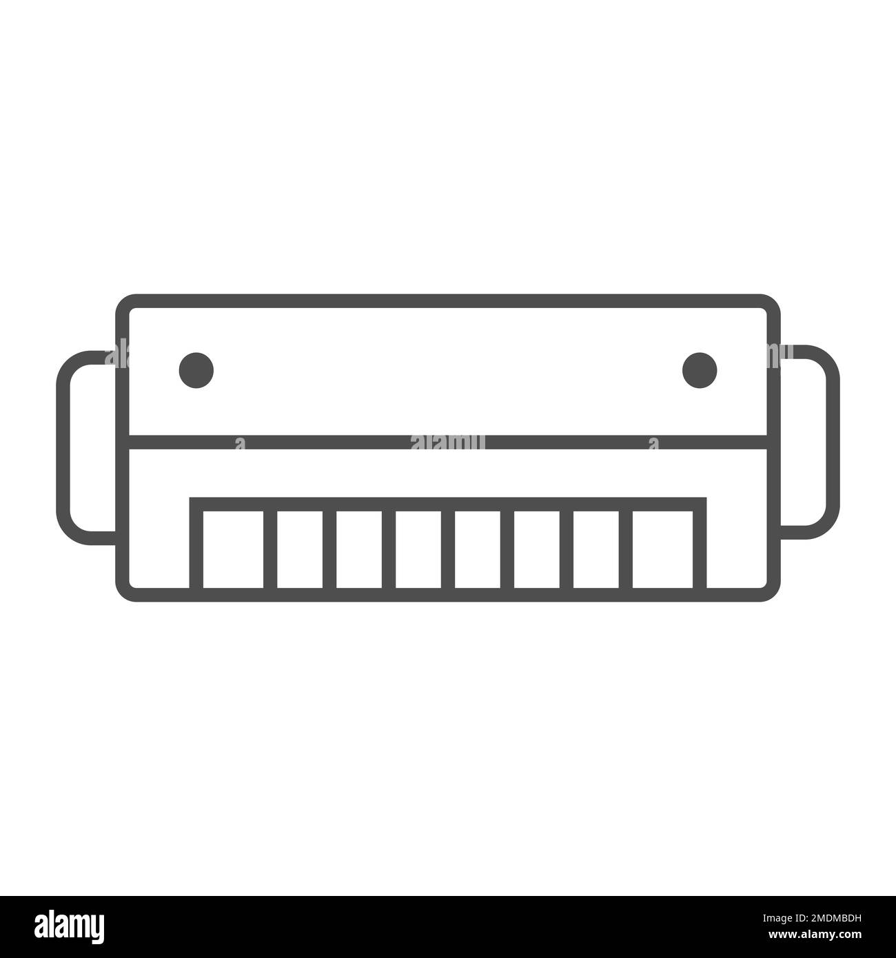 Harmonica thin line icon, music and blues, instrument sign, vector ...