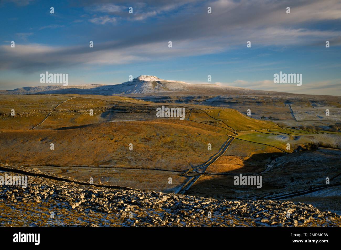 Ingleborough from above Kingsdale in The Yorkshire dales Stock Photo ...