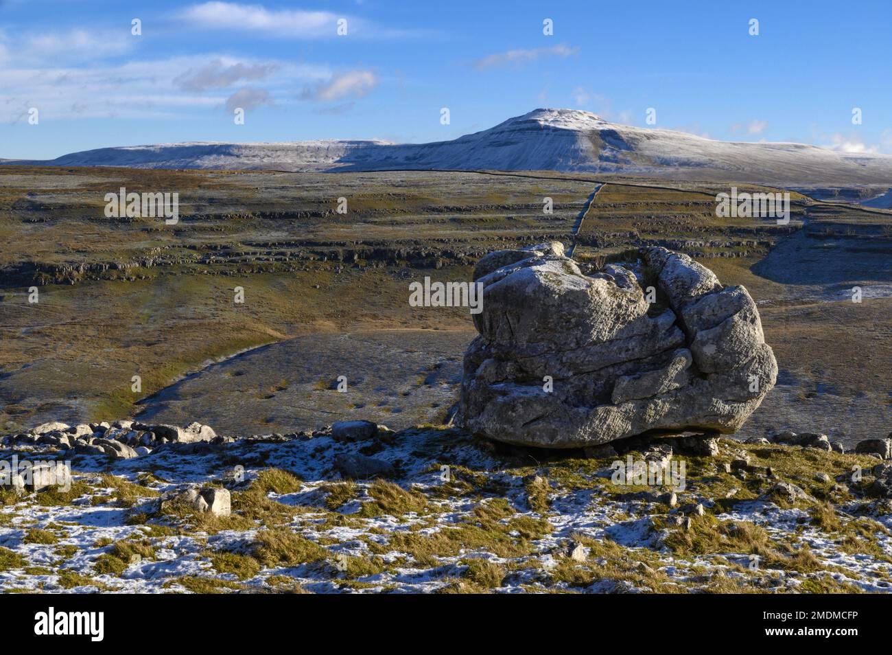 A Glacial Erratic on Keld Head Scar above Kingsdale in The Yorkshire ...