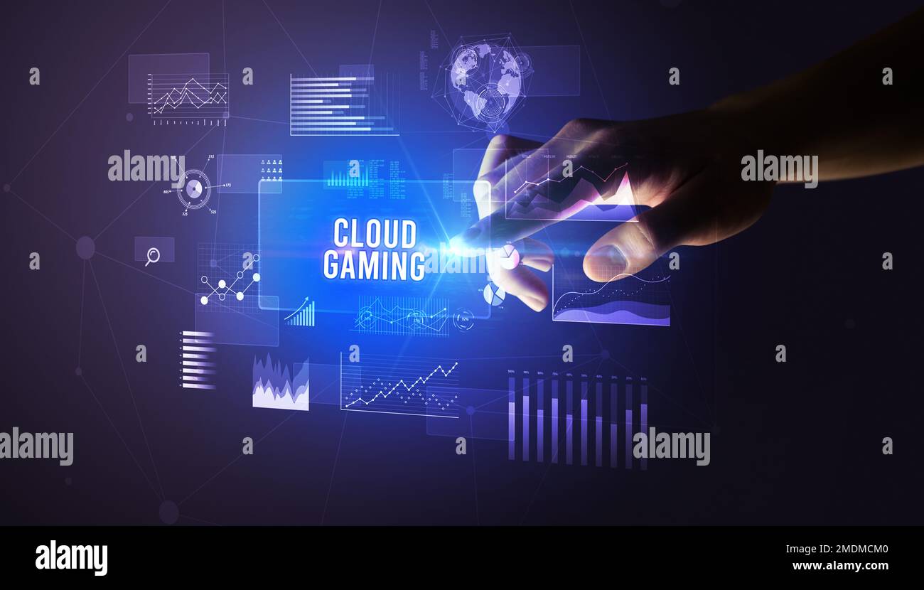 hand touching digital button, modern technology concept Stock Photo - Alamy