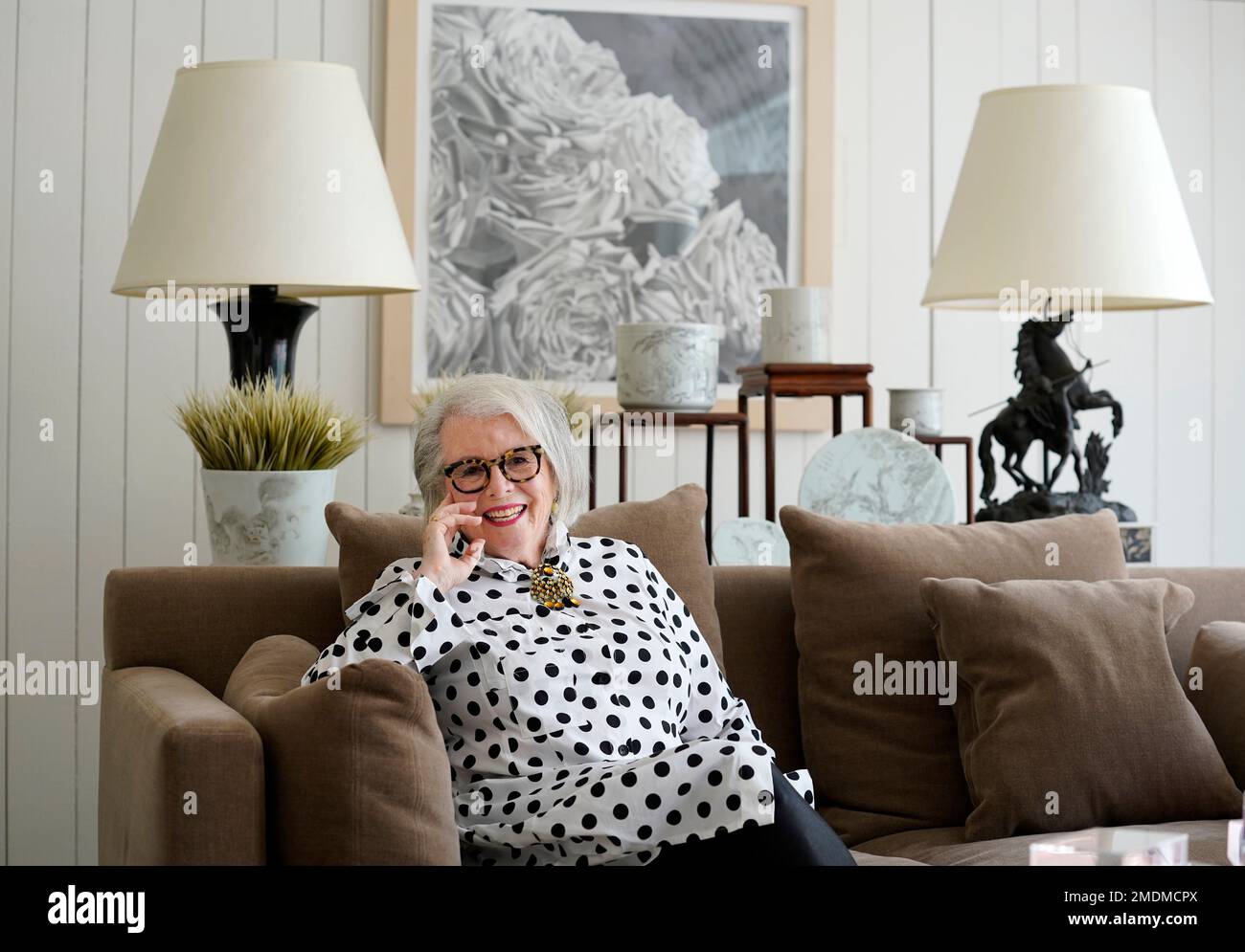 Senior Influencer Sandra Sallin 80 Poses For A Portrait At Home