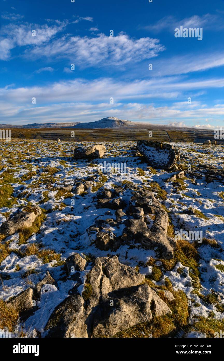 Ingleborough and Glacial Erratics on Keld Head Scar above Kingsdale in ...