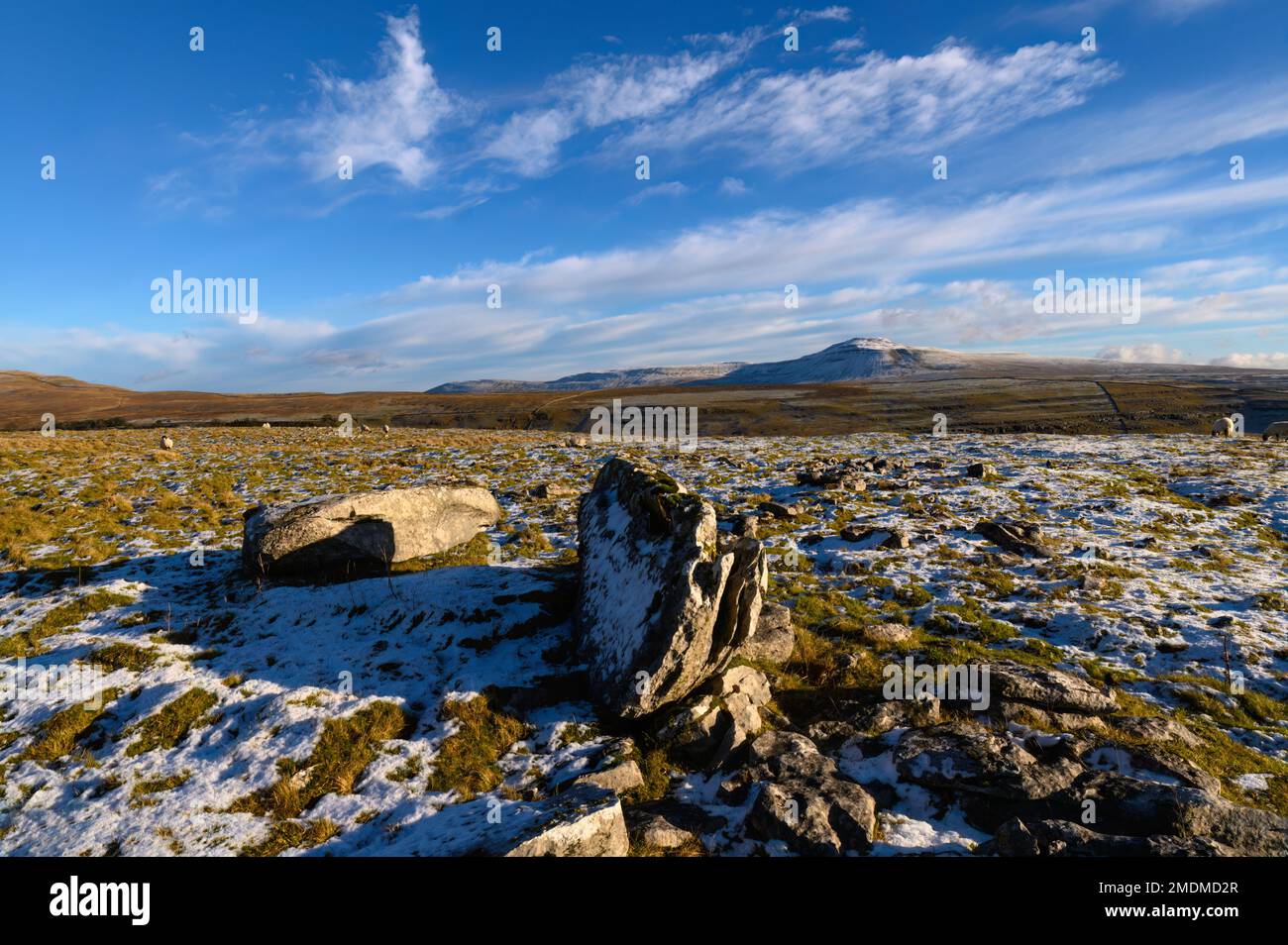 Ingleborough and Glacial Erratics on Keld Head Scar above Kingsdale in ...