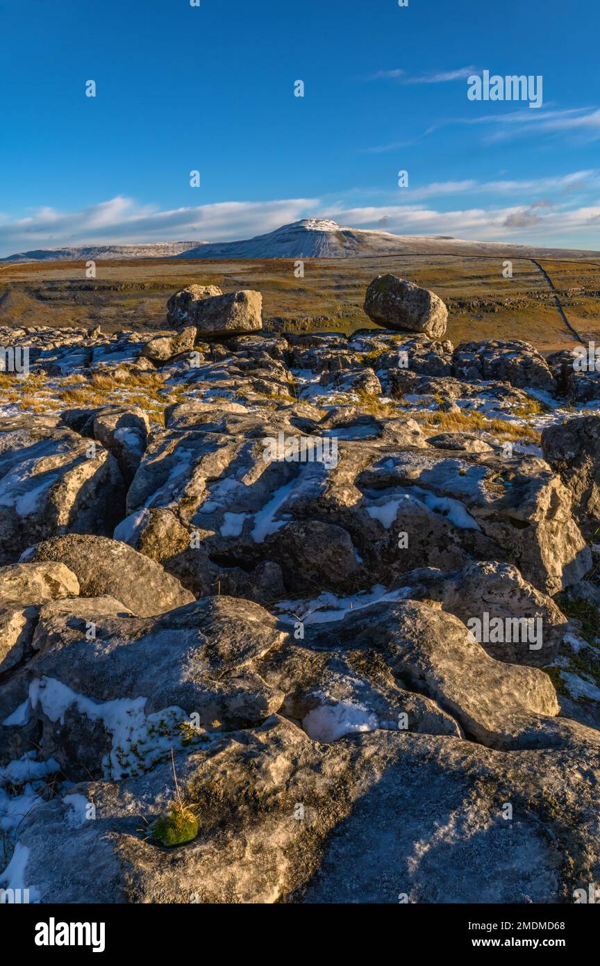 Ingleborough and Glacial Erratics on Keld Head Scar above Kingsdale in ...