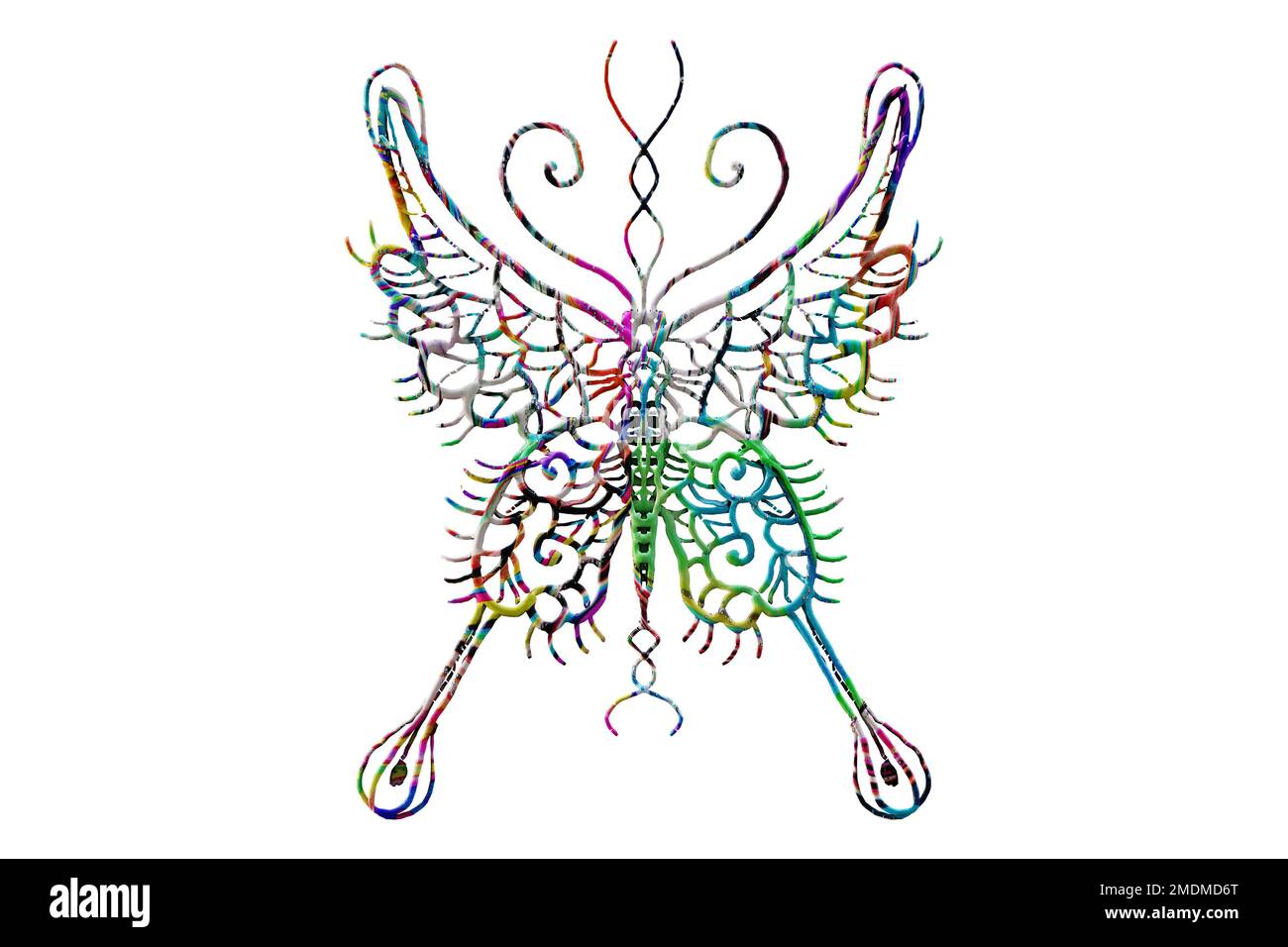 Abstract 3d contour decorative butterfly, 3d rendered Stock Photo - Alamy