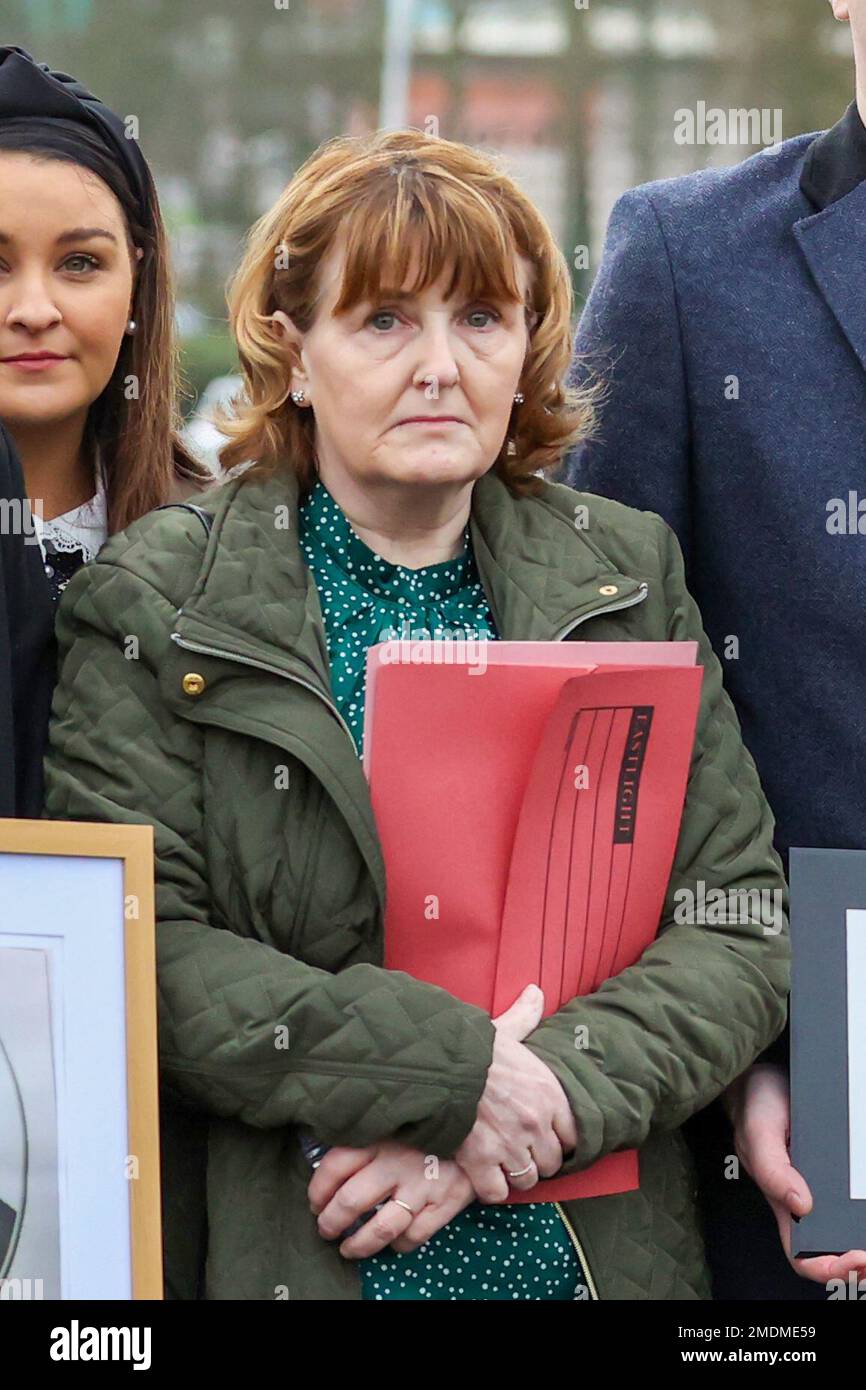 Bernadette McKearney, widow of Kevin McKearney, outside Craigavon Court ...
