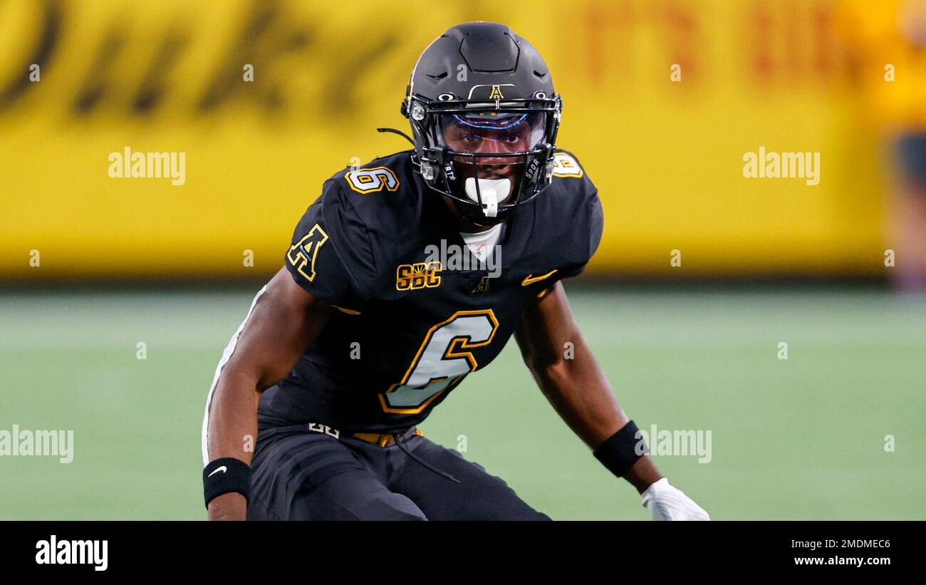 Appalachian State defensive back Steven Jones Jr. defends against East ...
