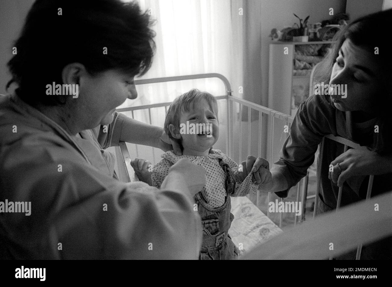 Orphan infant inside the orphanage in central Sarajevo pictured during ...