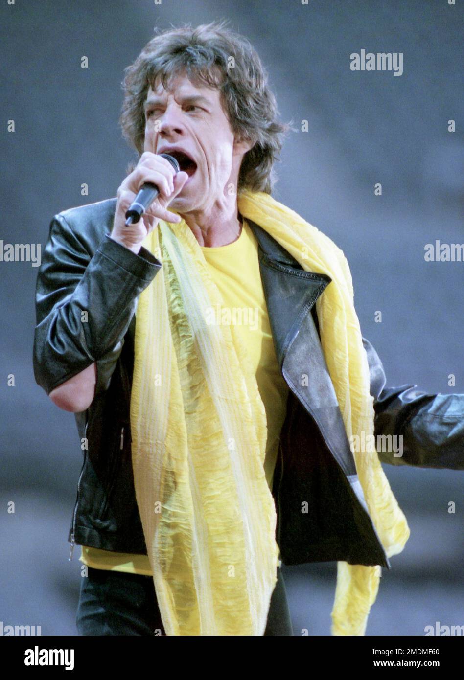 Mick Jagger shown during a Rolling Stones performance, at the Stade de ...