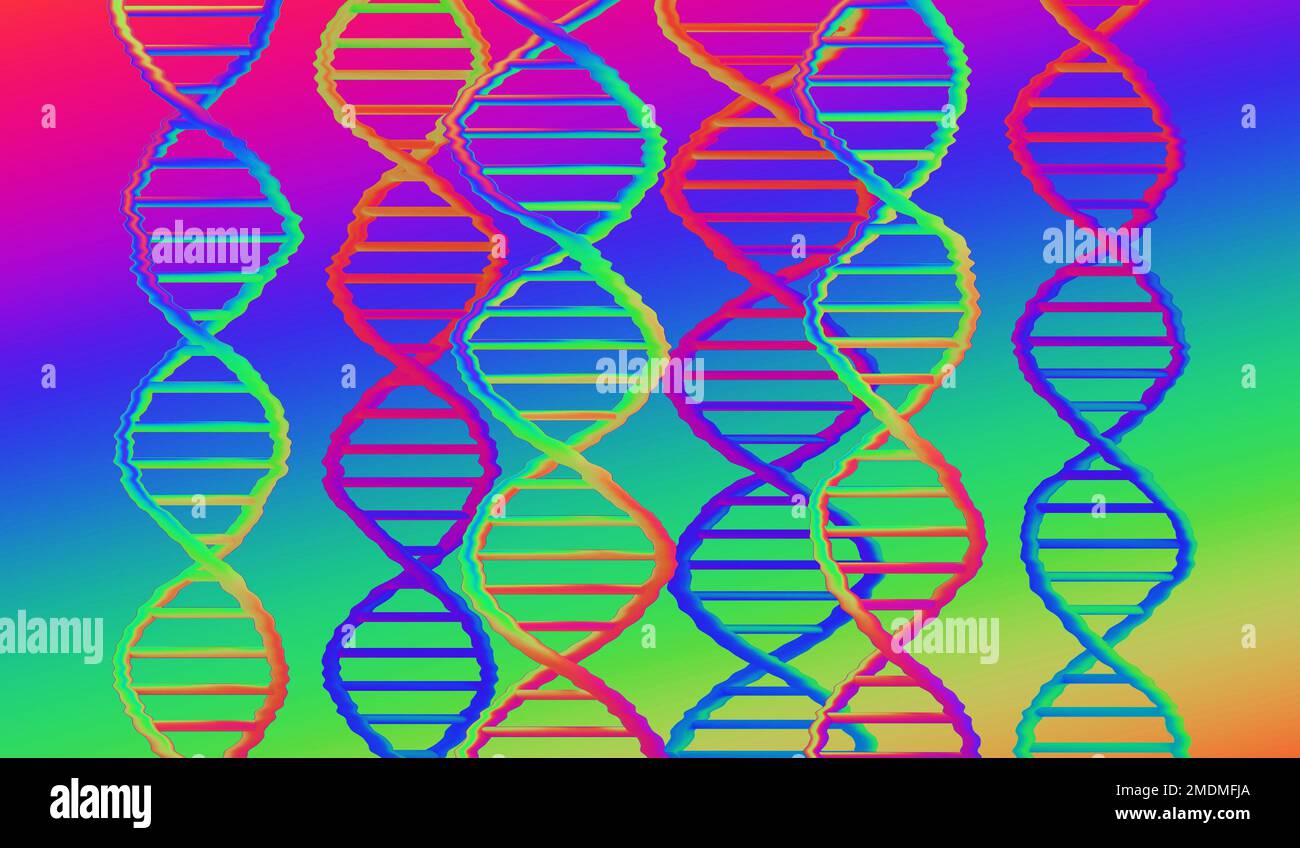 Rainbow DNA molecules structure. Science and Technology concept, vivid ...