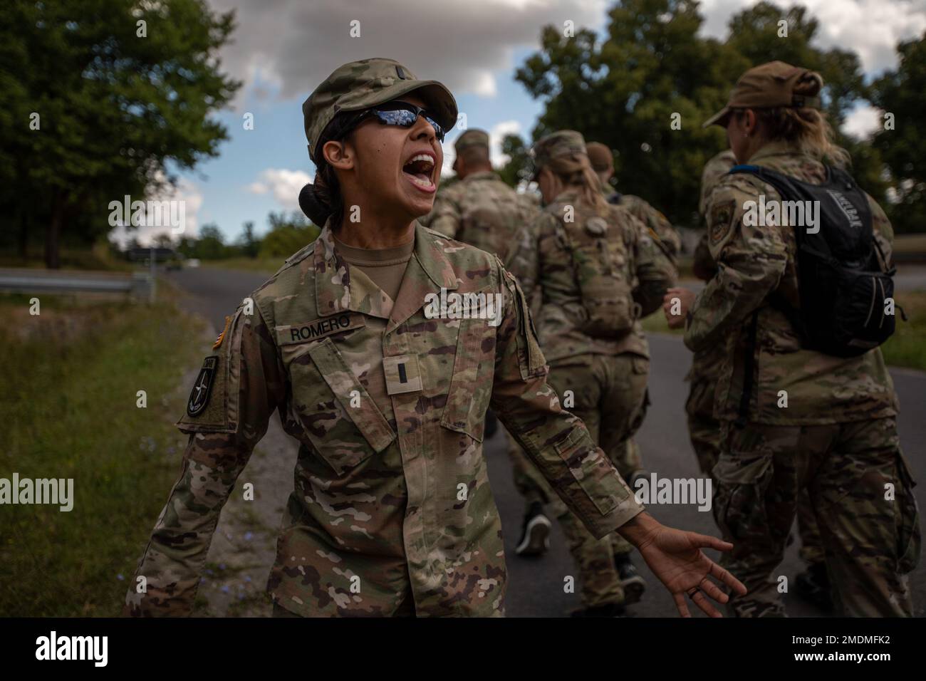 CIOR competitor, Army Reserve 1st Lt. Jessica Romero, 416th Theater Engineer Command, calls ...