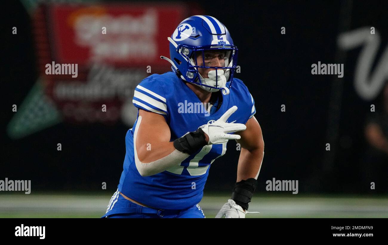 Brigham Young defensive back Morgan Pyper (10) during an NCAA football ...