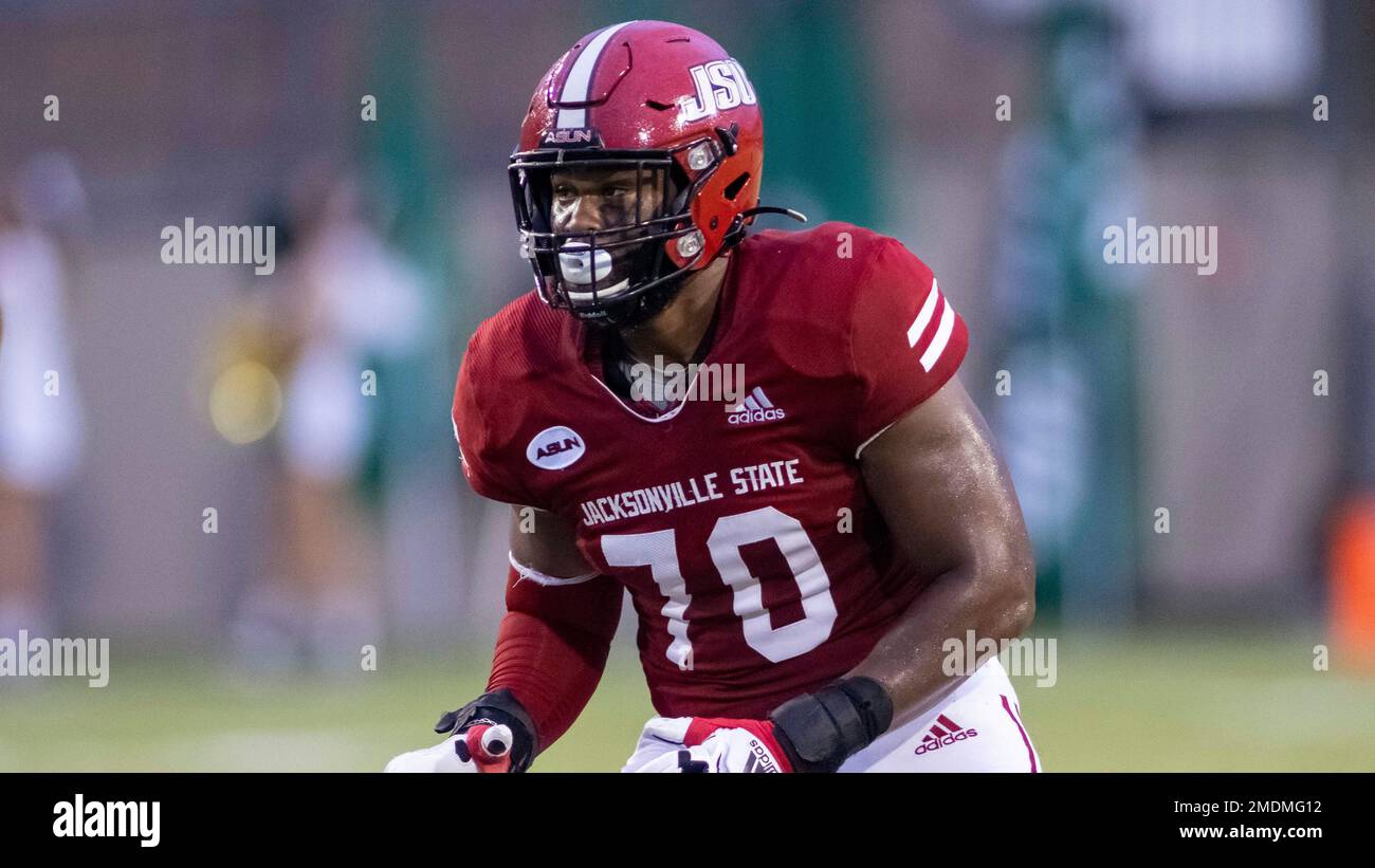 Jacksonville State offensive lineman Tylan Grable (70) during the first ...