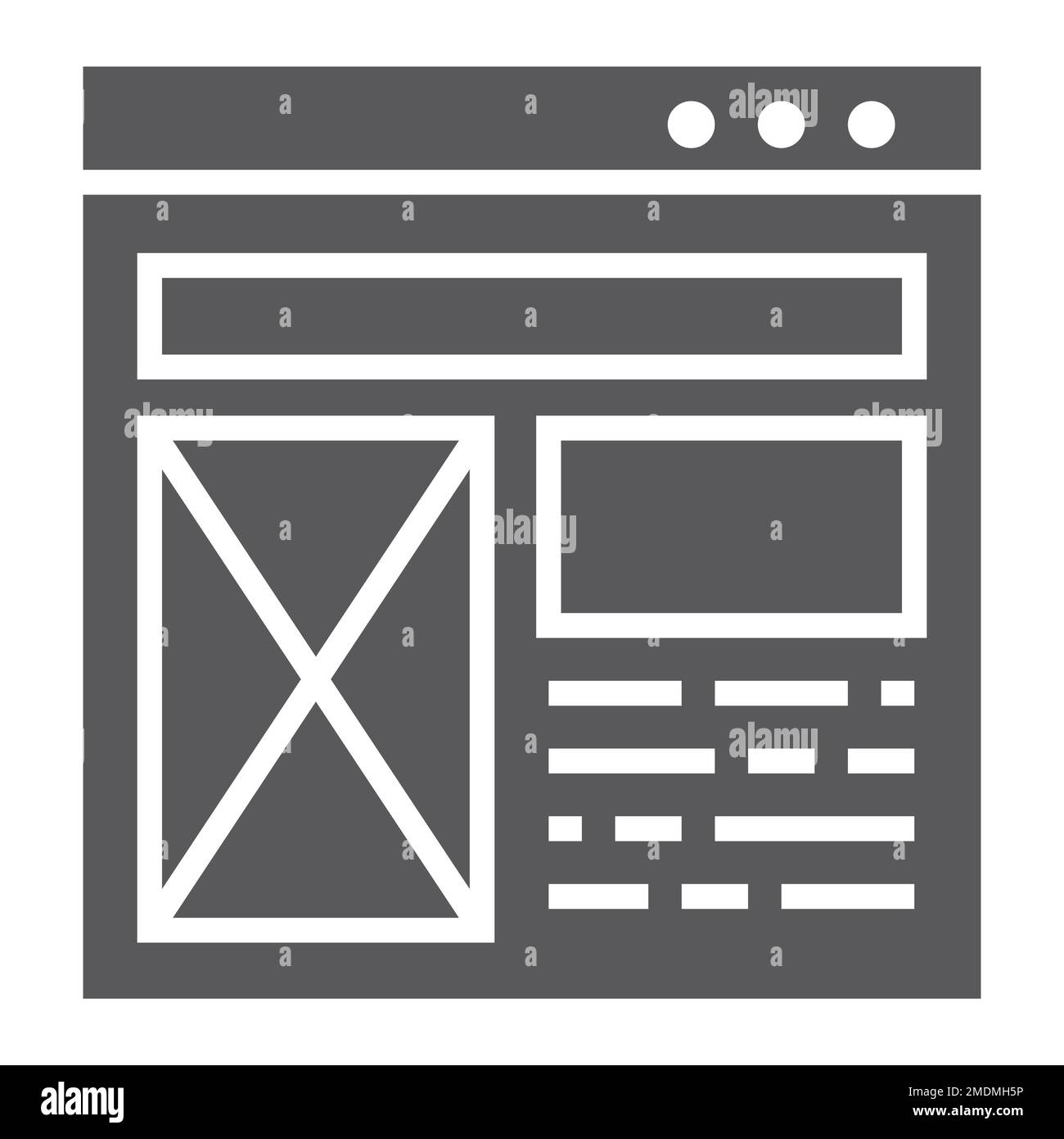 Layout glyph icon, website and design, template window sign, vector ...