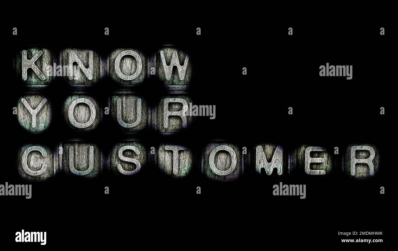 know your customer (KYC) guidelines in financial services theme. wooden ...