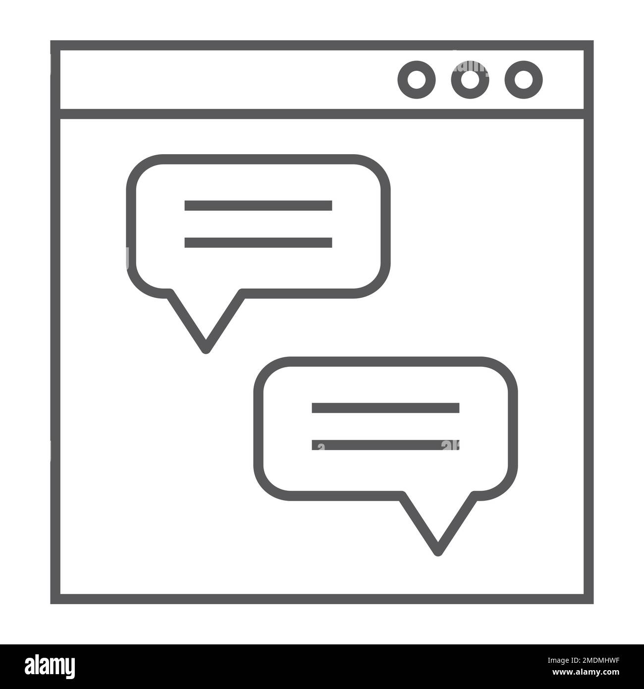 Social media thin line icon, communication and network, chat sign ...