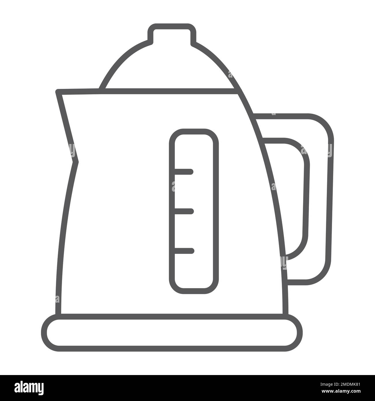 Electric kettle thin line icon, drink and appliance, teapot sign ...
