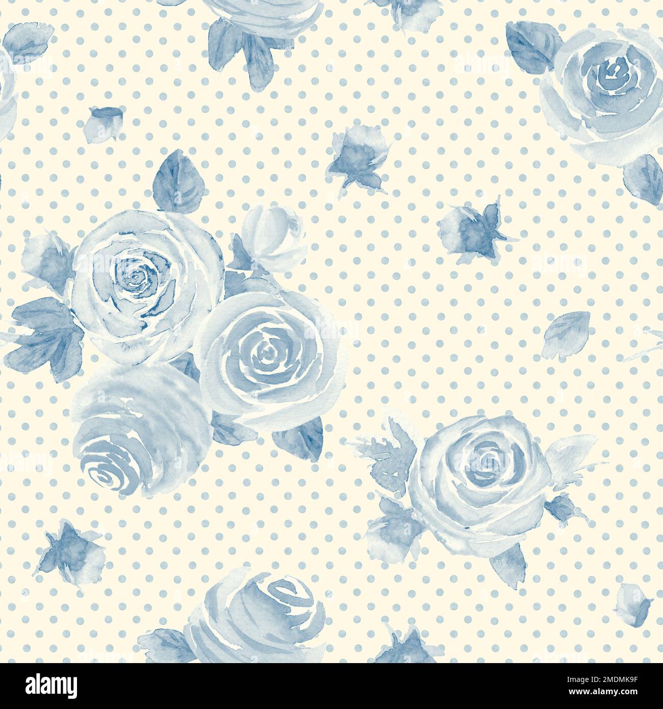 Watercolor navy blue roses flowers. Floral seamless pattern ...