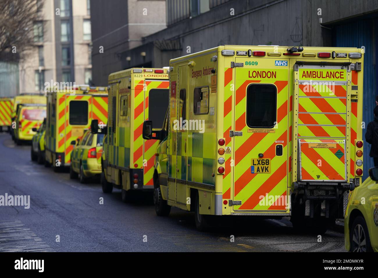 Ambulances outside London Ambulance Service NHS Trust control room in ...
