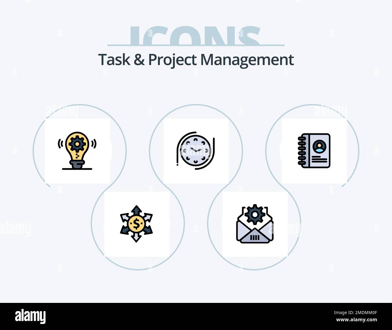 Task And Project Management Line Filled Icon Pack 5 Icon Design. user . money . network. world ...