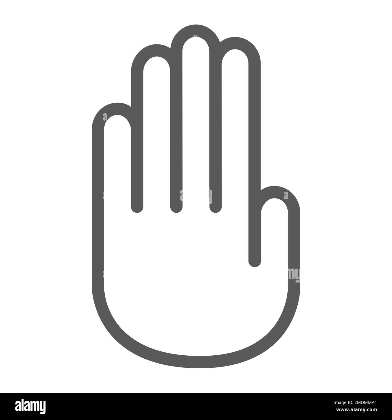 Stop hand line icon, warning and palm, stop sign, vector graphics, a ...